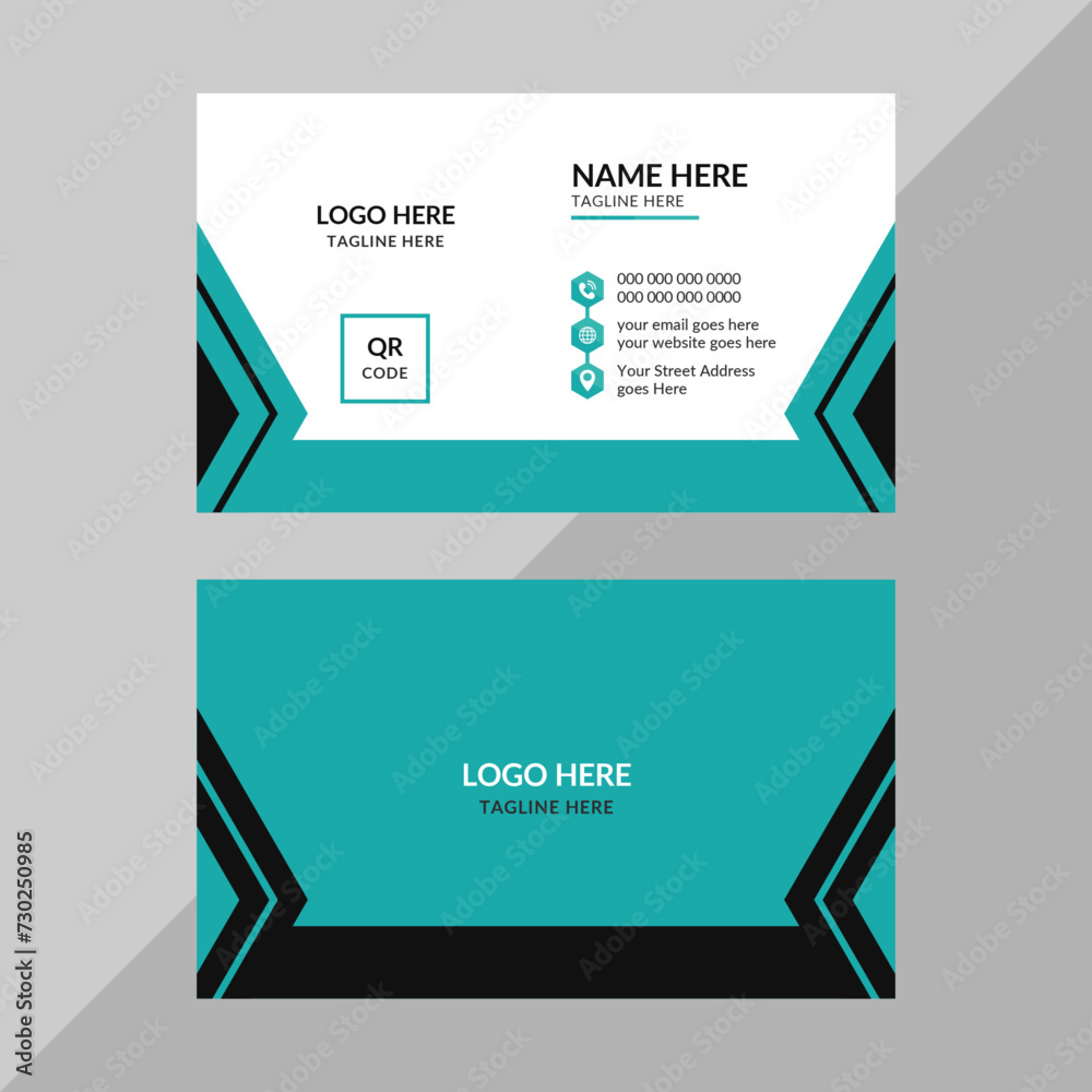 Double-sided creative business card template. Set of modern Blue and ...