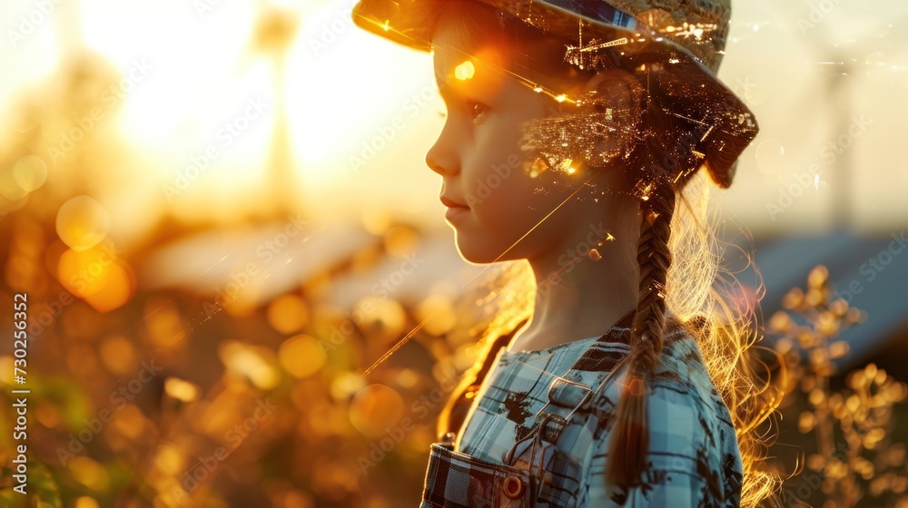 children and clean energy concept, light colors, Environmentally ...