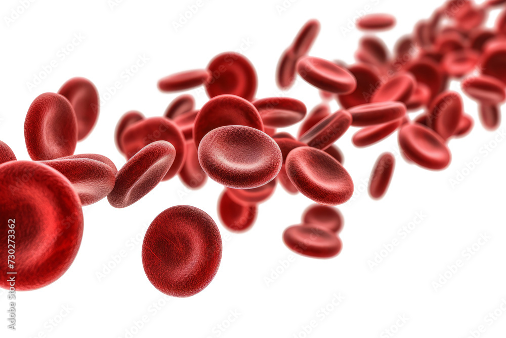 Flowing red blood cells isolated on transparent background, Blood ...