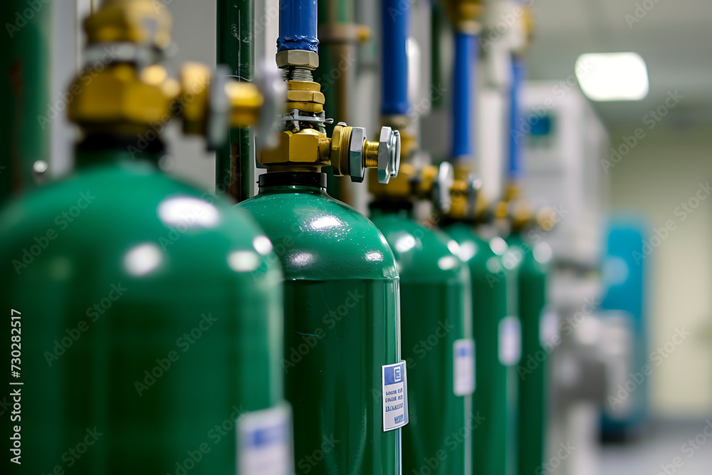 Green oxygen cylinder tank. Medical and healthcare equipment. Stock ...