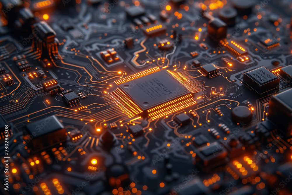 electronic circuit board with digital flex circuits, cilicon chip ...
