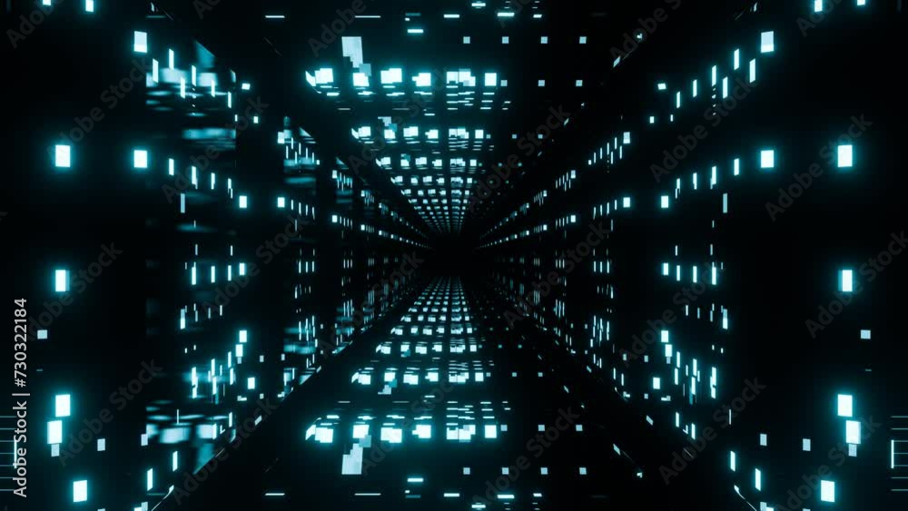 Abstract Sci-fi seamless animation of a digital tunnel. Looped ...