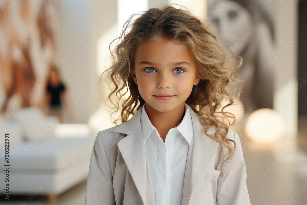 cute little girl at doctor appointment in private clinic with modern ...