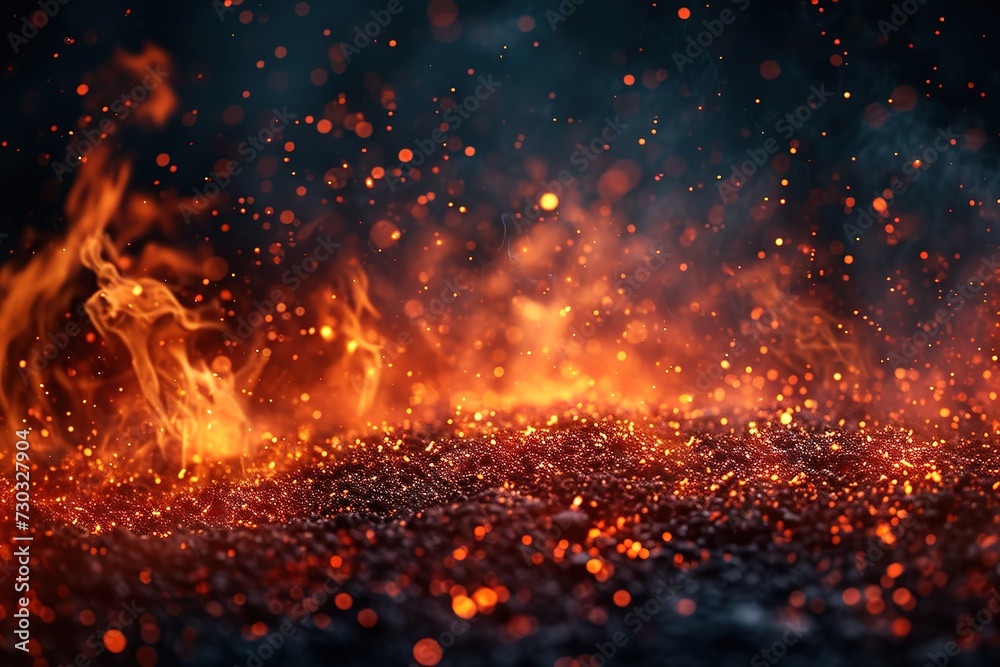 Fire and ember overlay effect and smoke background. Grill hot flame ...