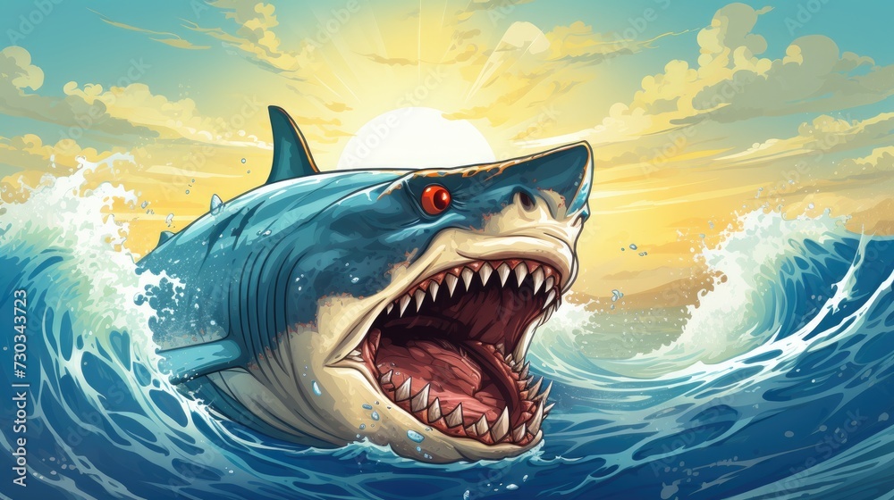 Angry and scary shark in the sea, animal and wildlife concept Stock ...