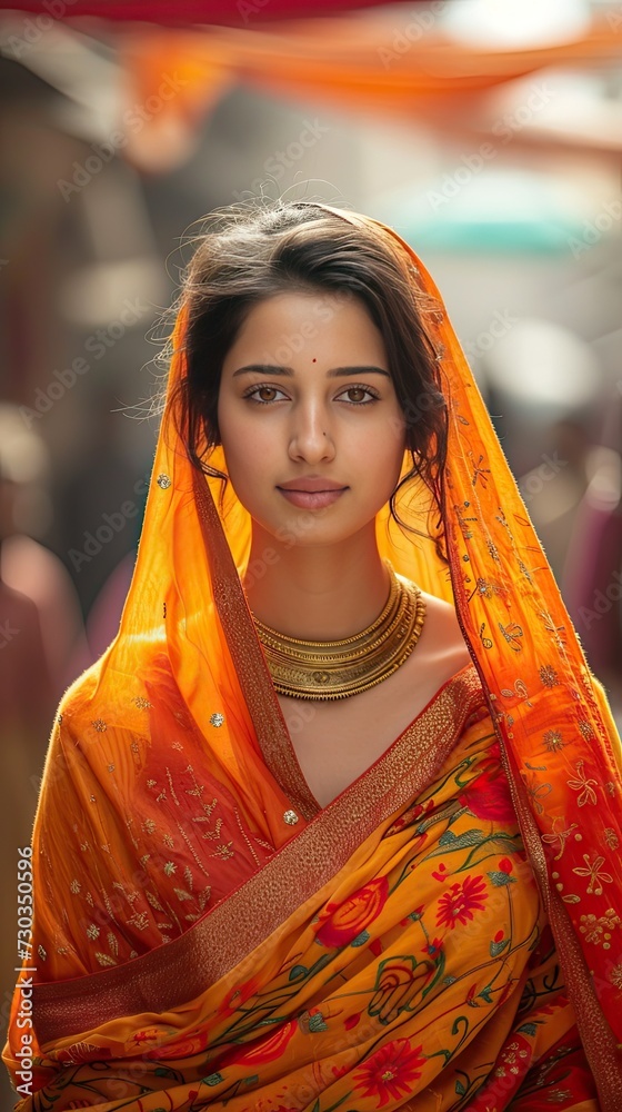 beautiful young Indian woman, Hindu, in national Indian clothing ...