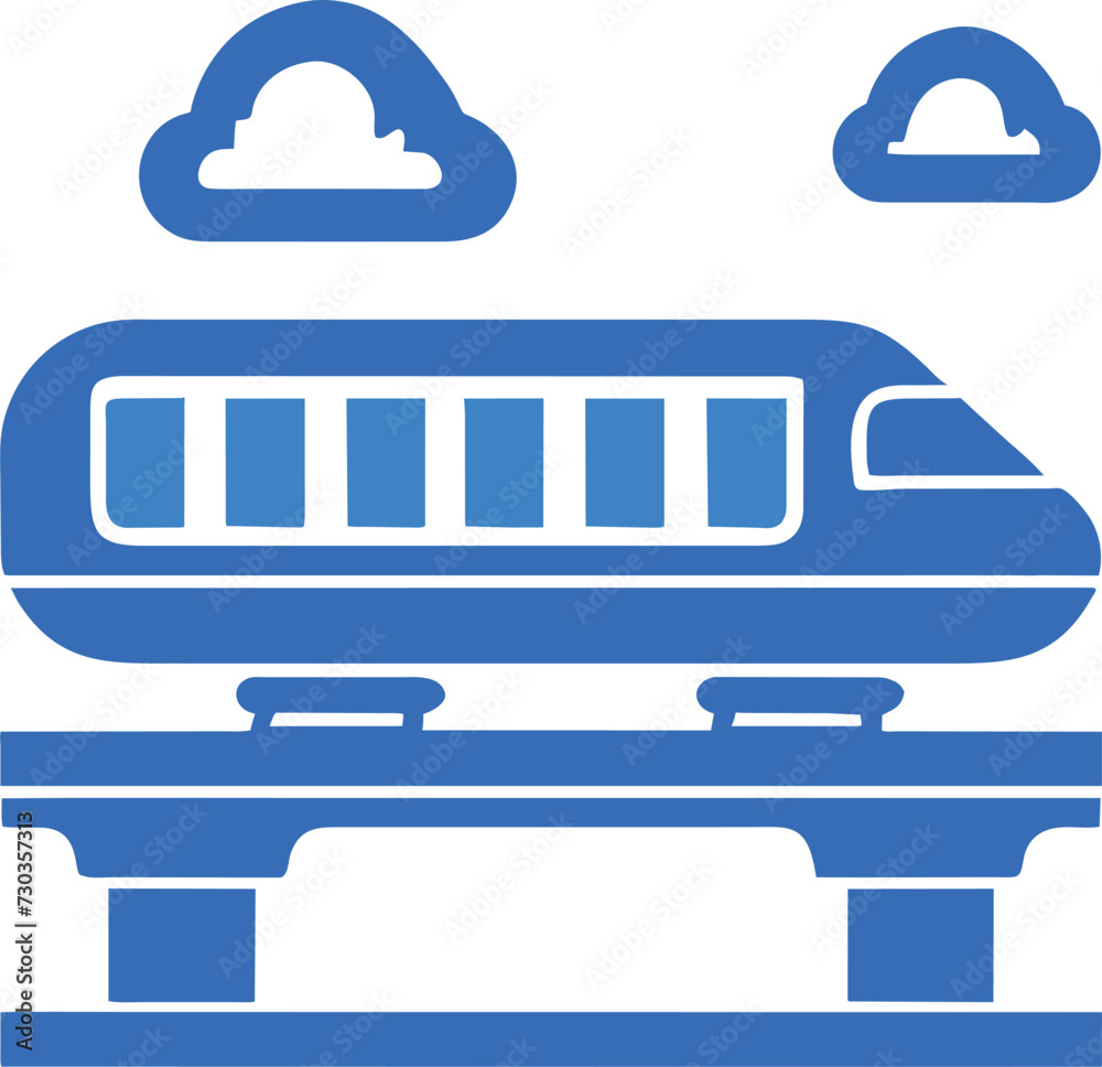 design a blue monorail icon, suitable for urban transit and ...