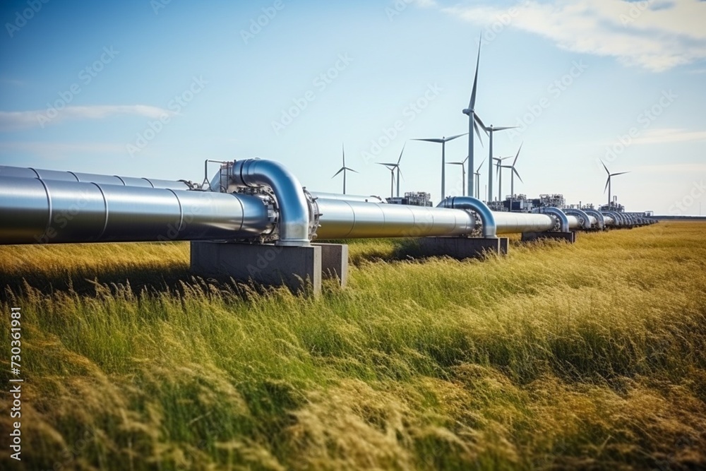 Green energy is an alternative use of nature. Gas pipeline pipes in a ...