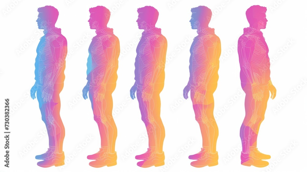 Vector flat healthcare illustration of male body temperature model ...