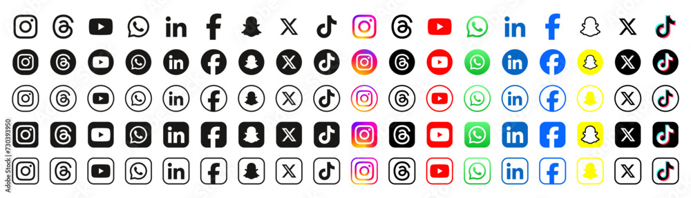 social media icons set. social media and network logo , facebook ...