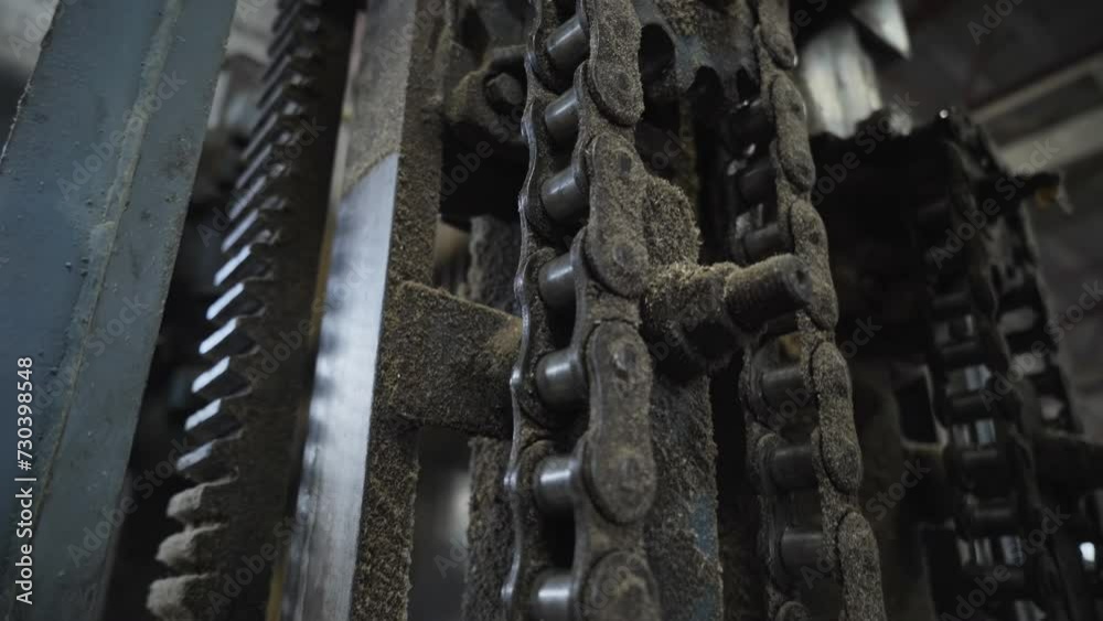 Industrial Roller Chain Rotating Gear Providing Mechanical Power To ...