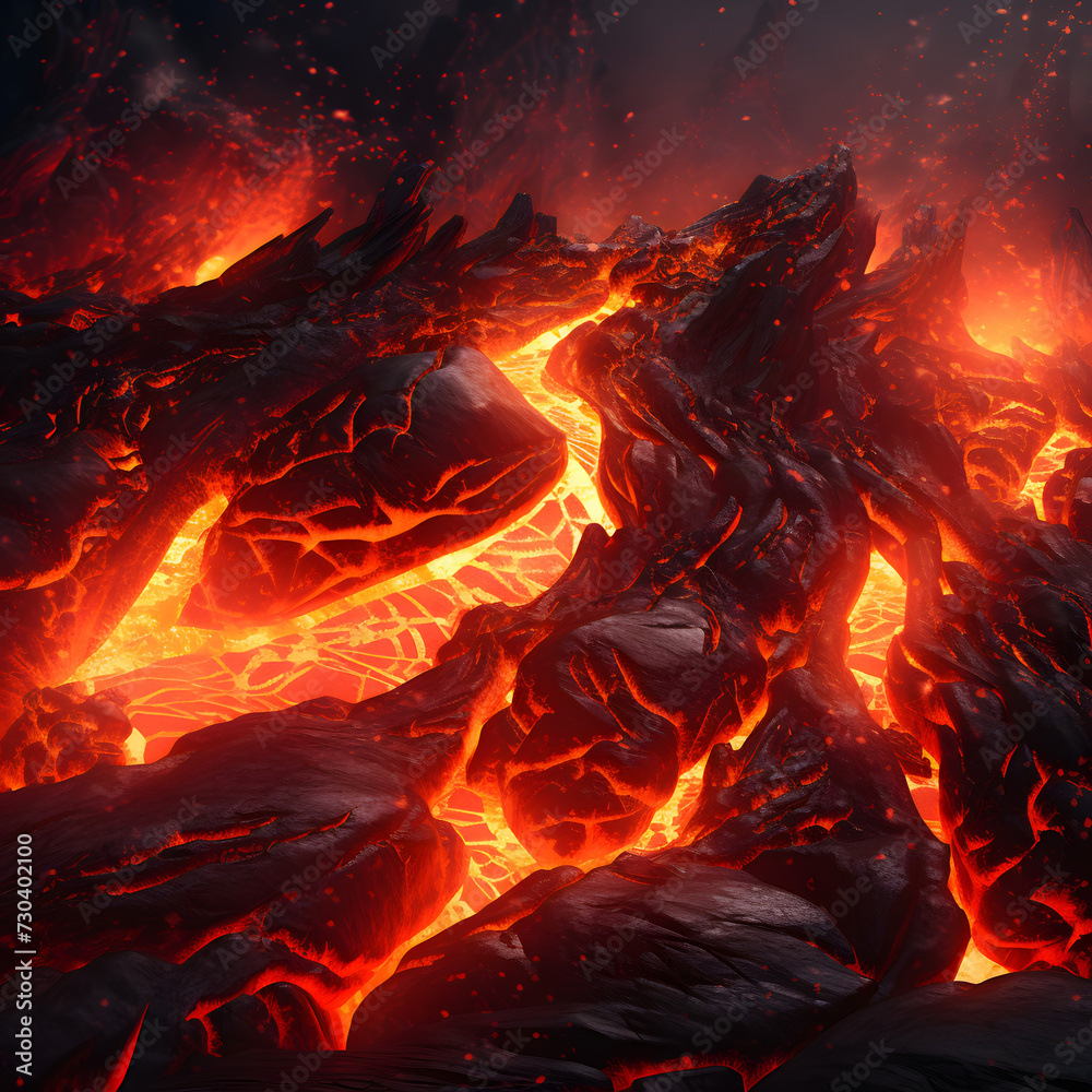 Customize a background with a volcanic theme, featuring a molten magma ...