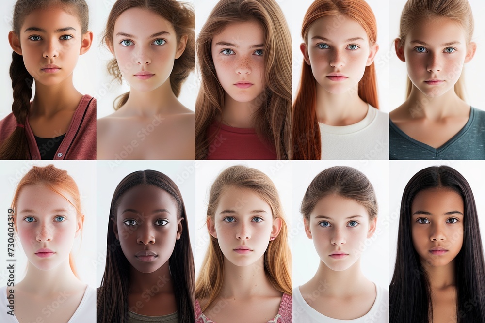 a high-resolution composite image showcasing a variety of young women's ...