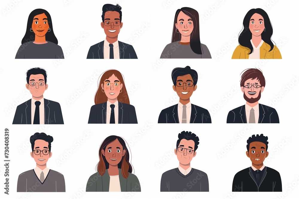 a team participating in a virtual meeting, with each member's face ...