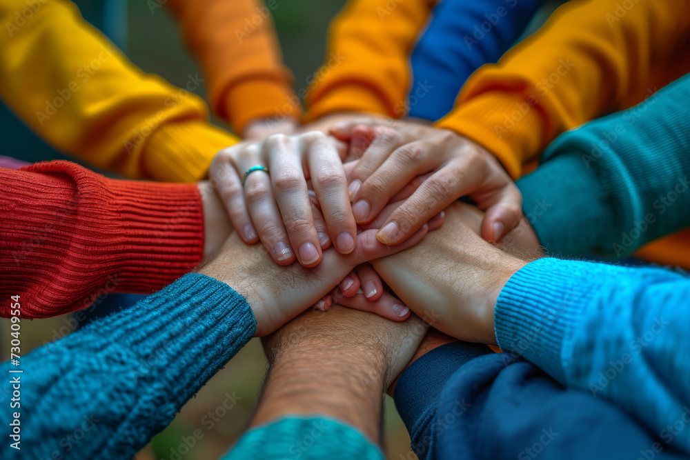 A group of colleagues participating in a team-building exercise ...