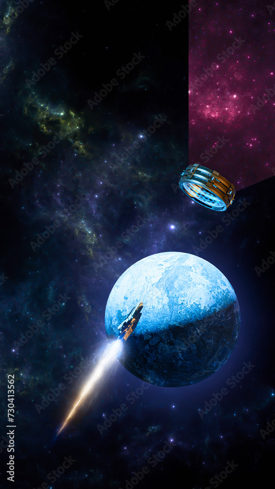 Interstellar travel and dimensional portals, spaceships exploring new ...