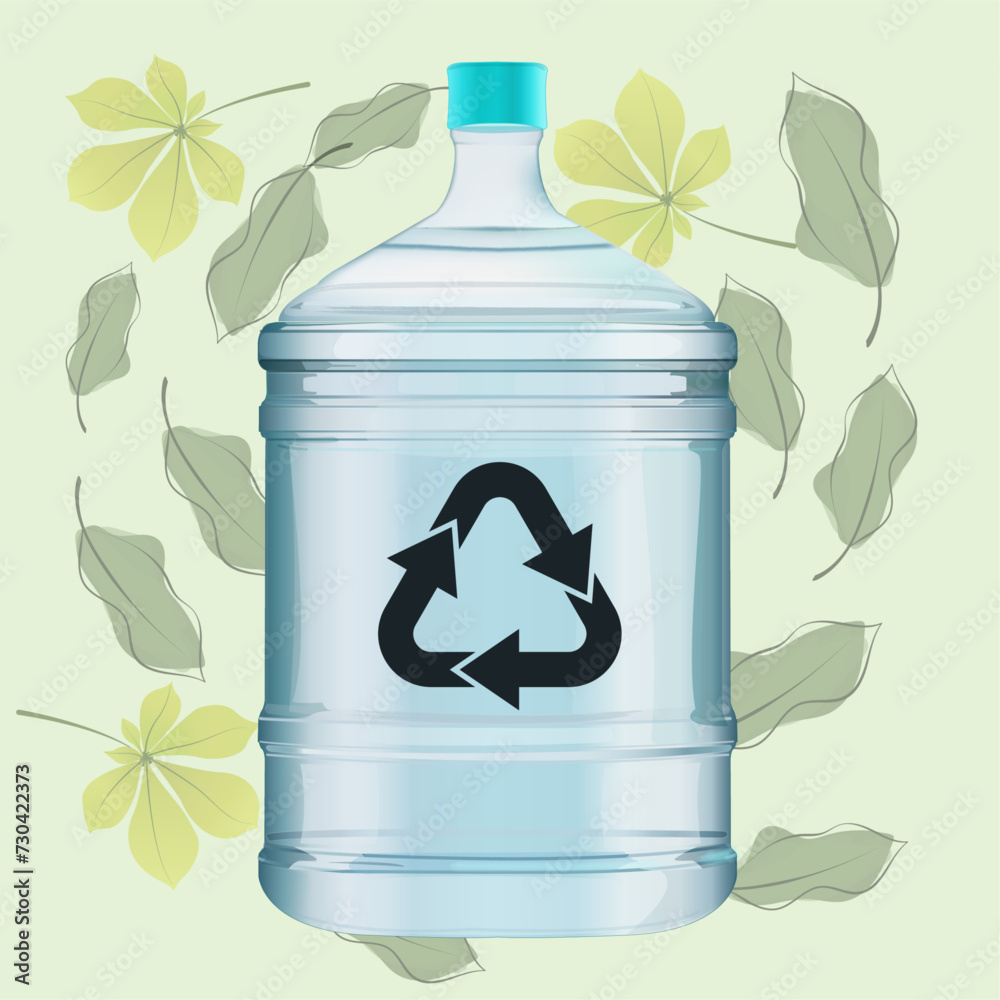 Symbol recycle plastic bottle eco certificate. Plastic bottle, leaves ...