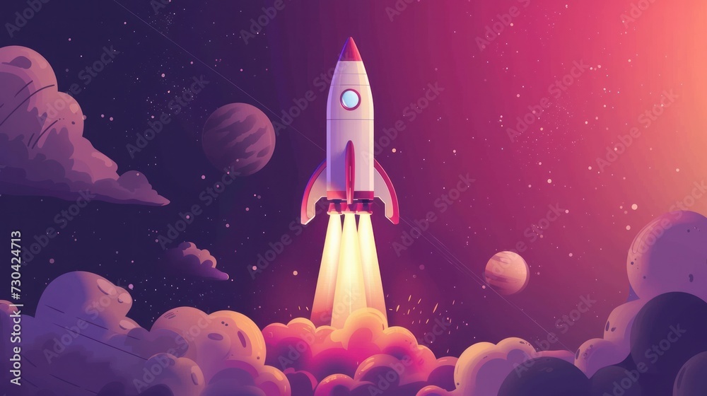 An imaginative cartoon illustration depicting a startup concept ...