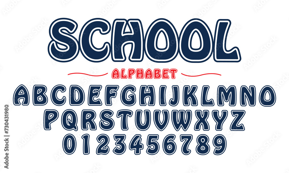 Vecteur Stock Editable typeface vector. School sport font in american ...
