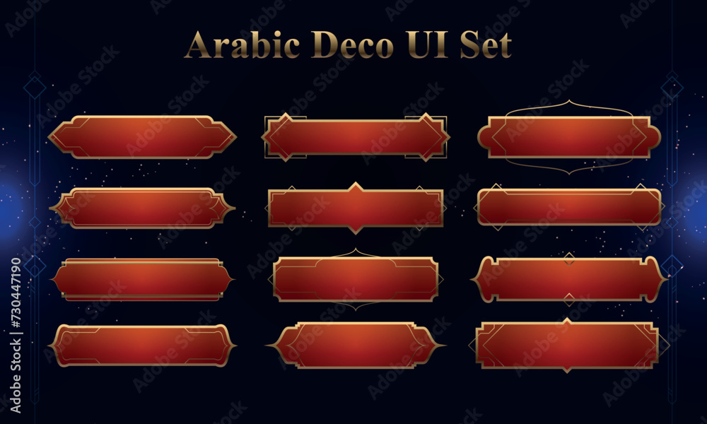 Set of Arabic Deco Modern User Interface Elements. Fantasy magic HUD ...