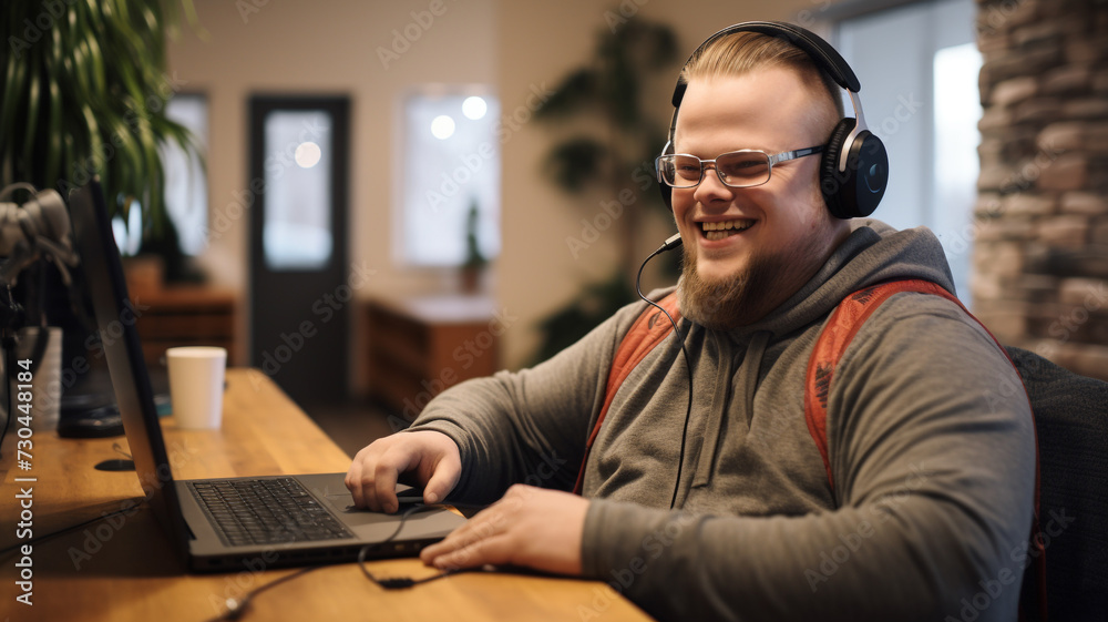 Inclusion, disability, woman man girl boy people working, wheelchair ...