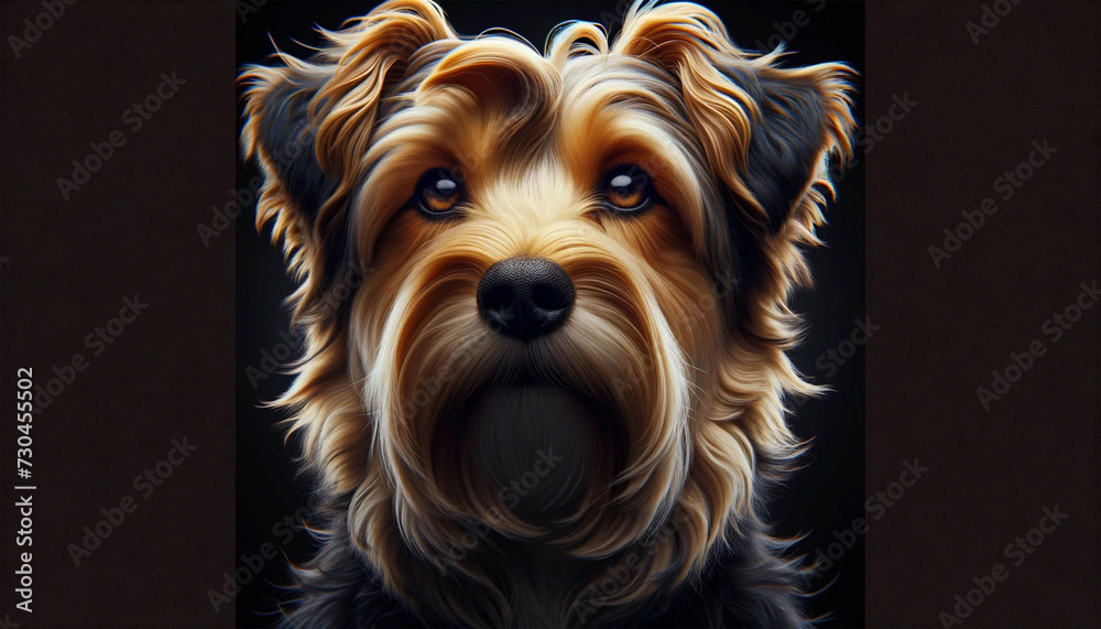 A close-up depiction of a dog in a horizontal layout, focusing on ...