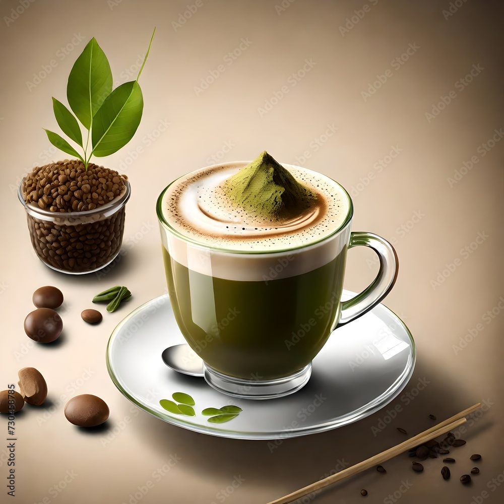 PSD delicious a cup of macchiato matcha on a transparent background 2 ...