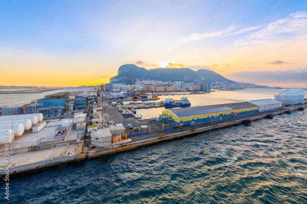 Early morning sunrise view of the Gibraltar Cruise Terminal with the ...
