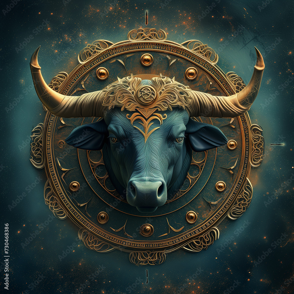 Taurus zodiac symbol, depicted elegantly against a backdrop of the ...