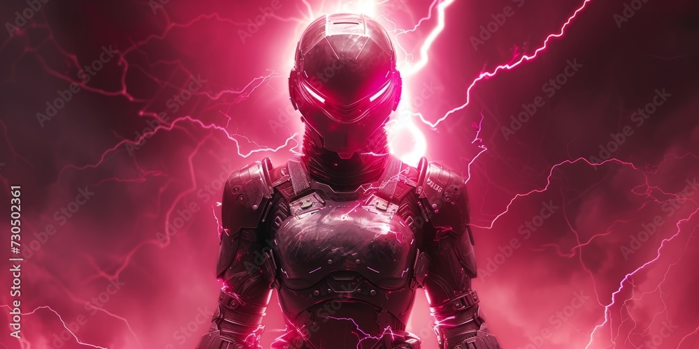 electric knight in full armor, ready for battle, Generative AI Stock ...