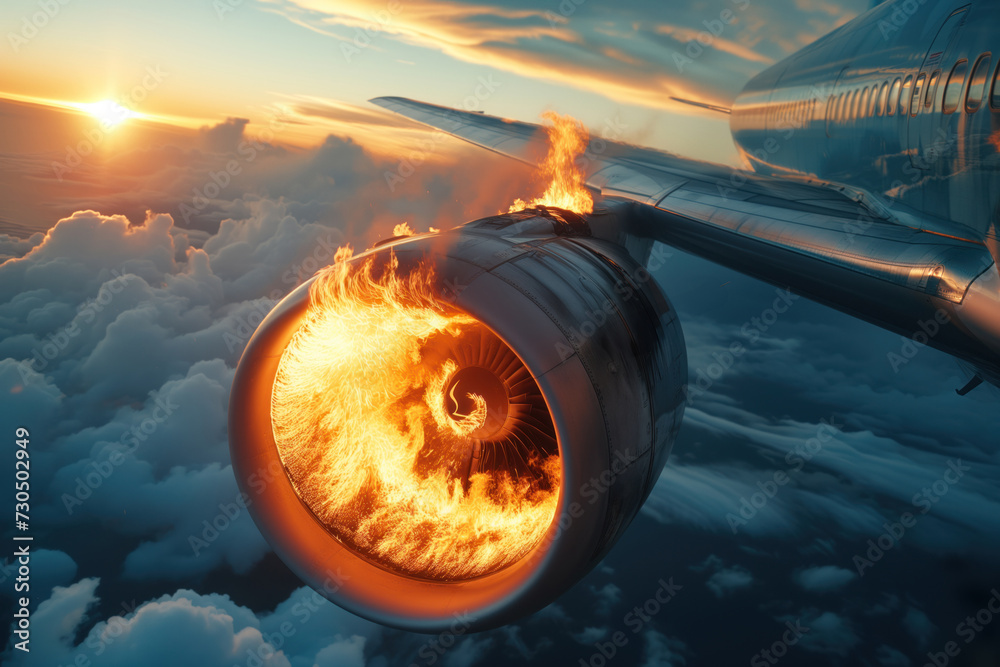 An aircraft engine malfunctioned a caught fire while in flight AI ...