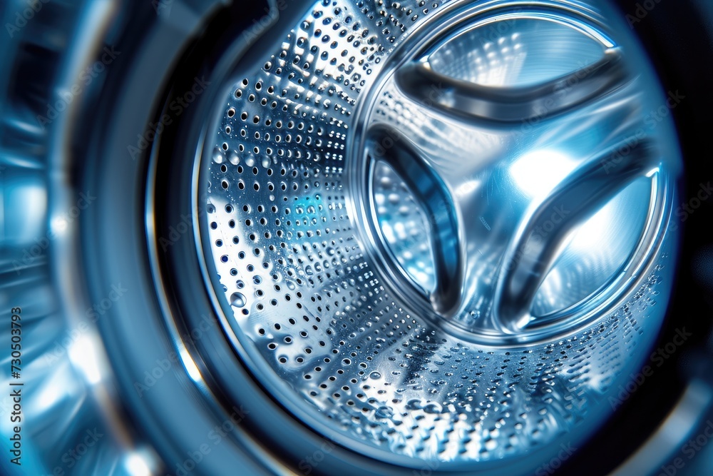 Rotational movement inside washing machine drum during wash Stock Photo ...