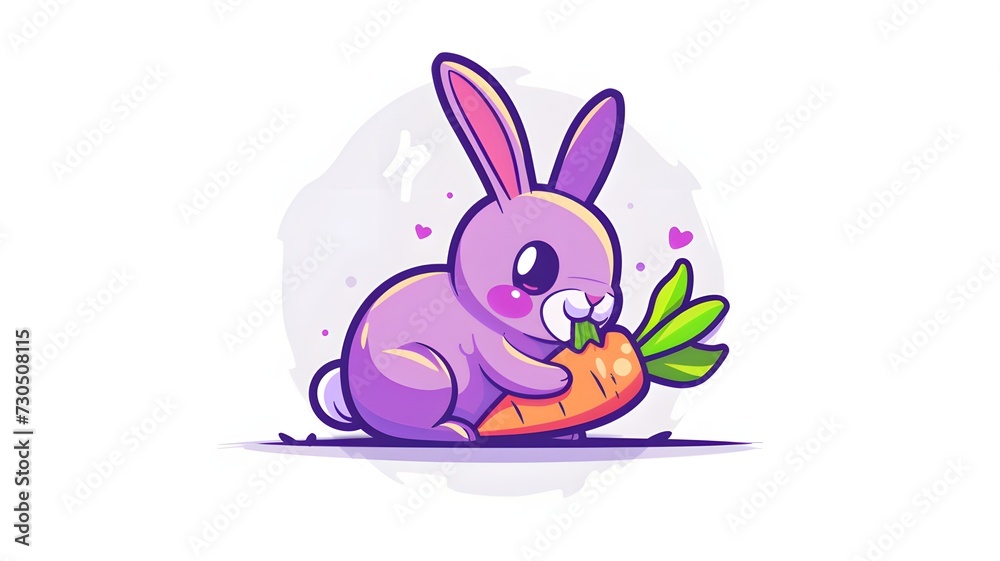 Cute rabbit bite carrot cartoon vector icon illustration. animal nature ...
