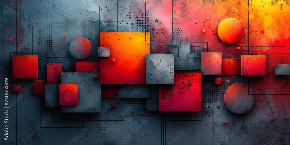 The background consisting of geometric shapes with additional lines ...