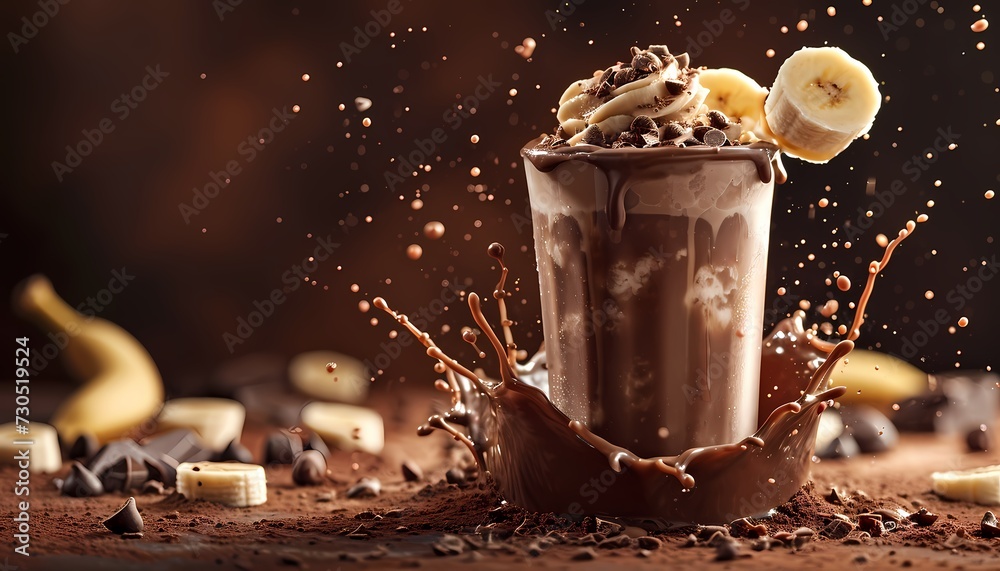 delicious chocolate banana smoothies frappe with juice splash and ...