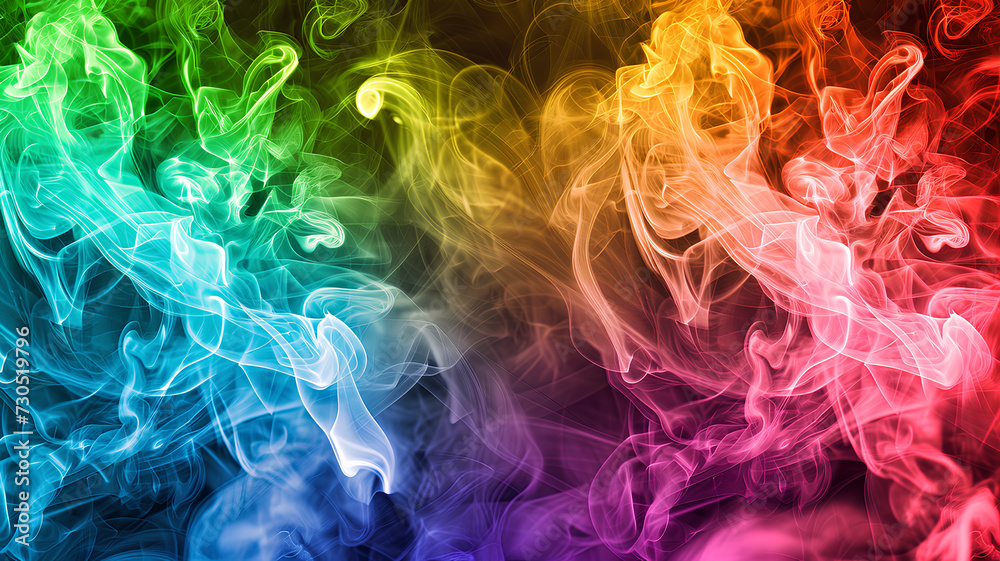 Vivid clouds of ink diffusing in water, creating an abstract and ...