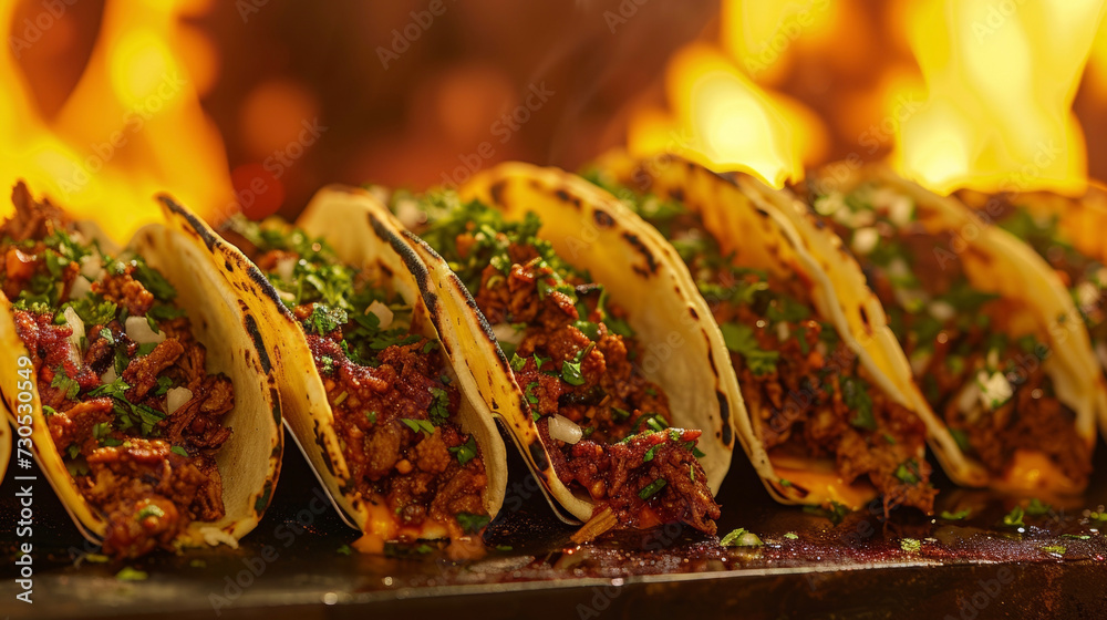 Get ready to e up your taste buds with these flaming tacos piled high ...