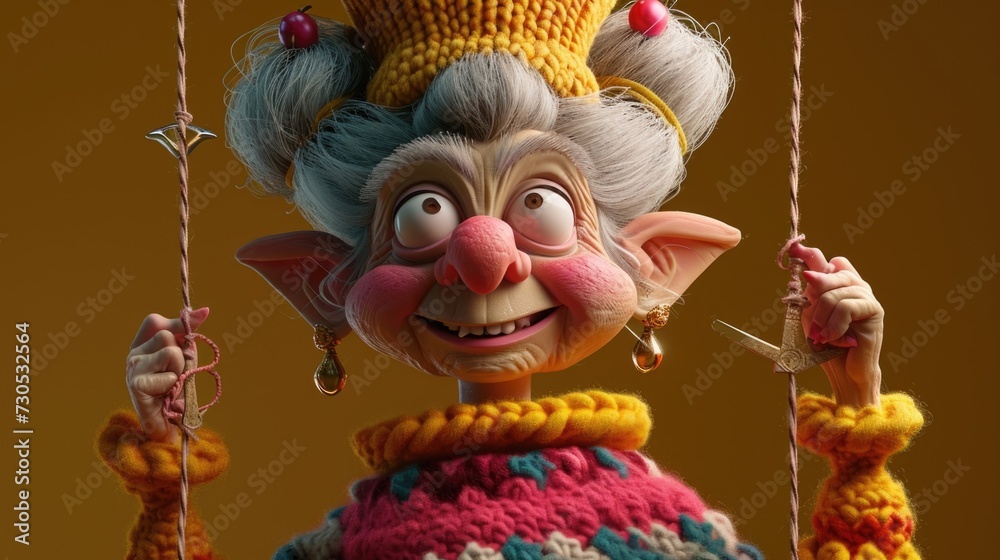 Cartoon digital avatars of Yarn Queen The ruler of the knitting kingdom ...