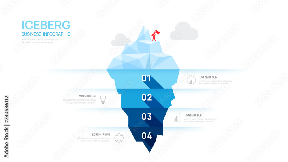 Iceberg infographic template for business. Modern 4 steps to success ...