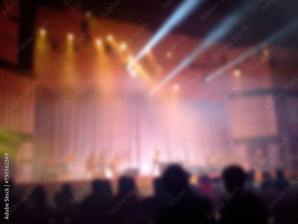 Blurred of light effected from music concert stage in Big hall for ...