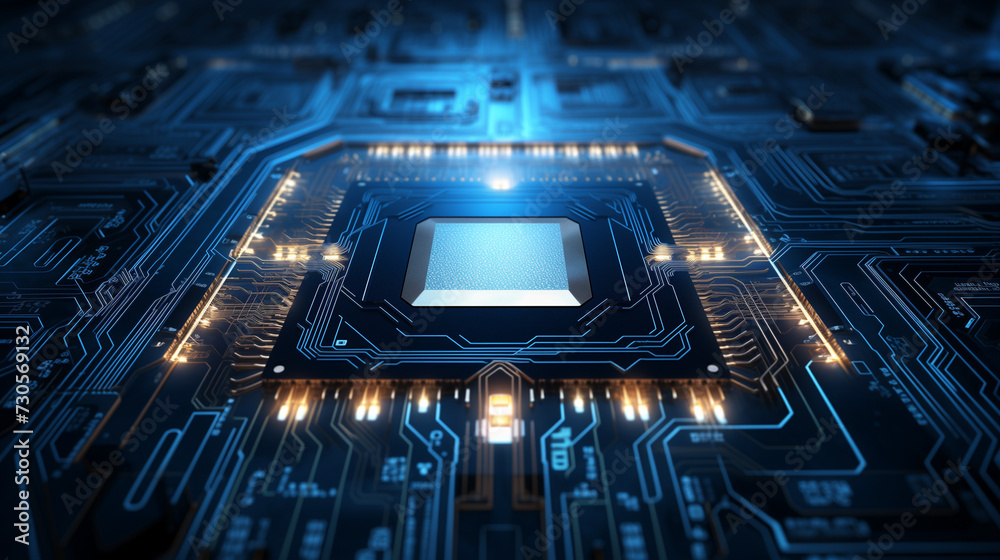 Circuit board technology background with central computer processors ...