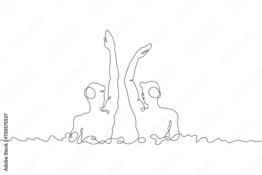 Women's synchronized swimming duet. Olympic water sport. Girls are ...