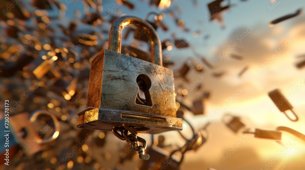A frustrated padlock throwing a tantrum and shaking its keyhole in the ...