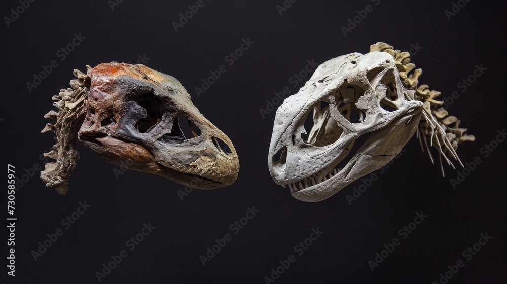 The skull of a small theropod dinosaur with a preserved brain cavity ...