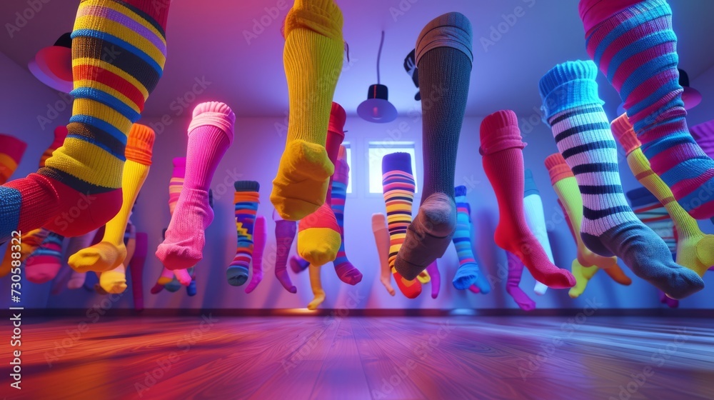 Ilustração do Stock: At the center of the party a group of socks are ...