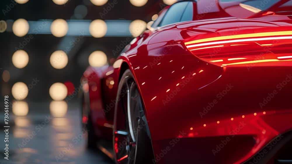 Focusing on the rear of the car the closeup footage highlights the ...