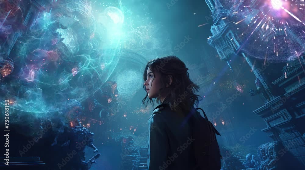 Encounter Among the Stars: Girl Explores an Alien Village Seamless ...