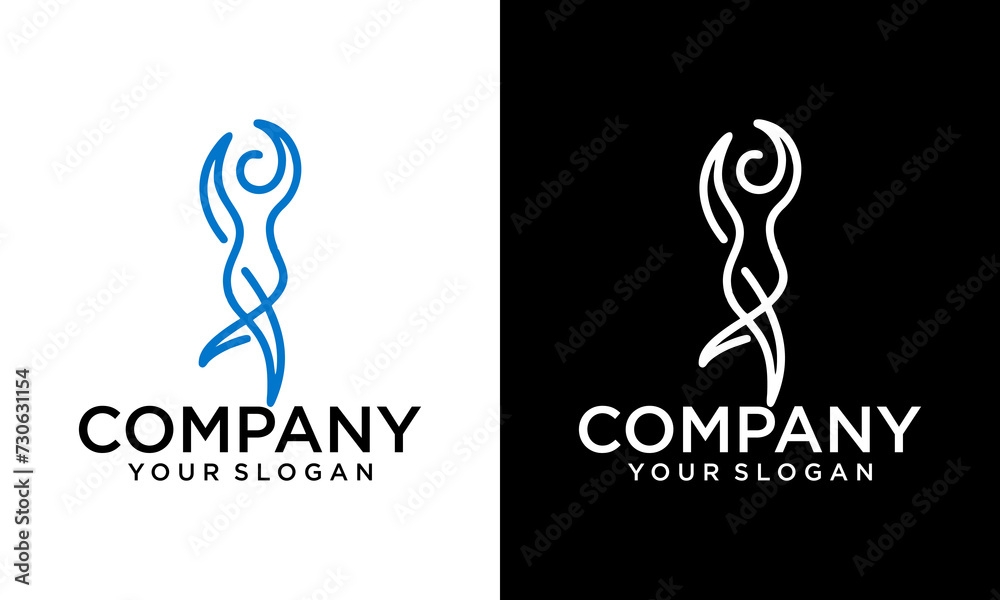 Creative Silhouette of a slim woman body logo mockup, the abstract ...