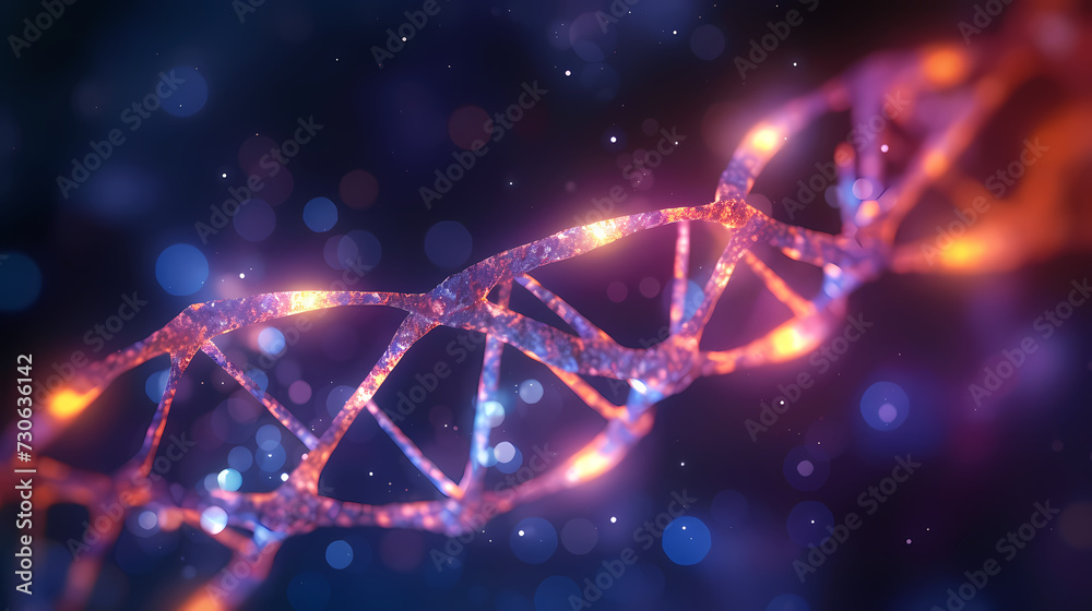 3D rendering genetic diagram of human DNA under microscope Stock ...