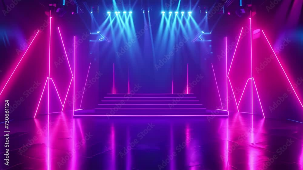 The neon glow of the concert hall creates a futuristic backdrop for the ...